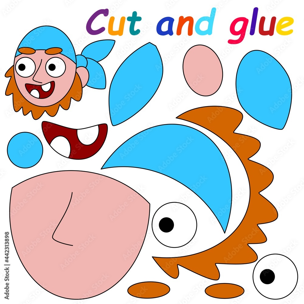 Funny papercraft printable worksheet for kids with pirate vector ...