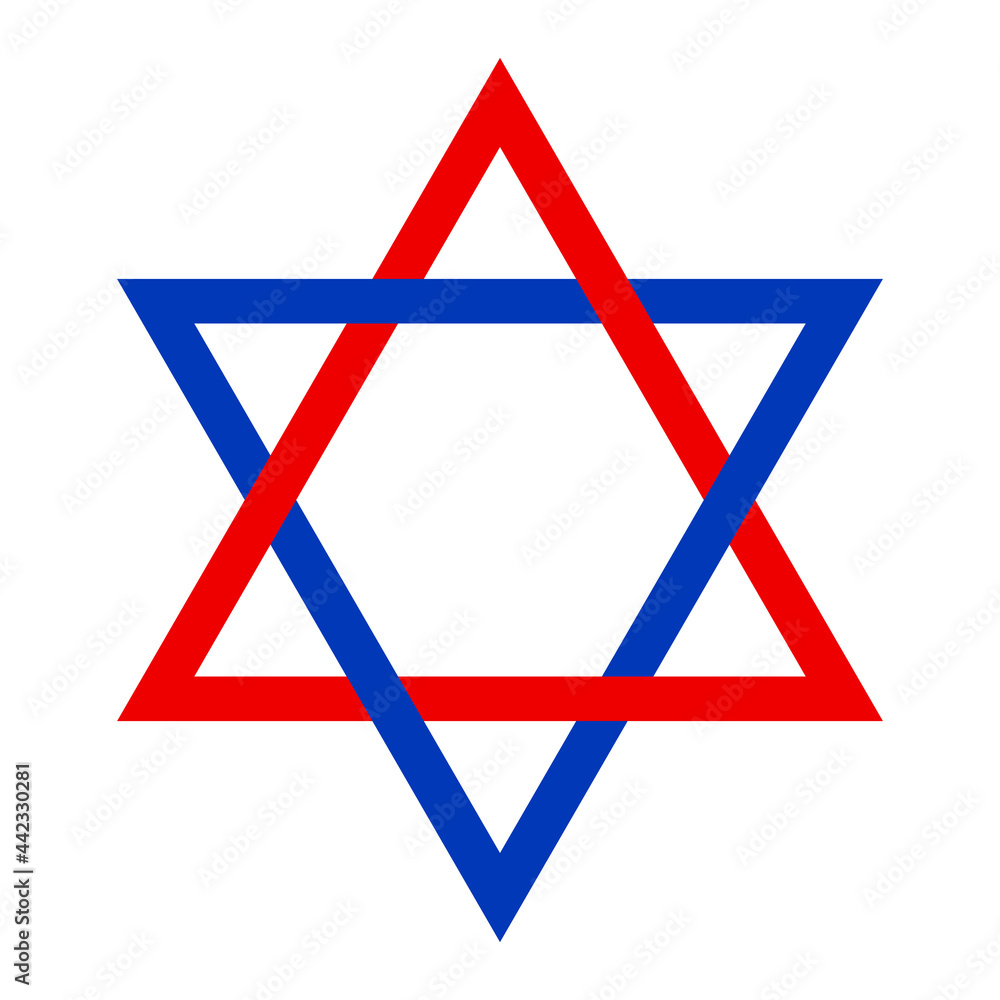 Red and blue Seal of Solomon. Attributed to King Solomon, from which it ...