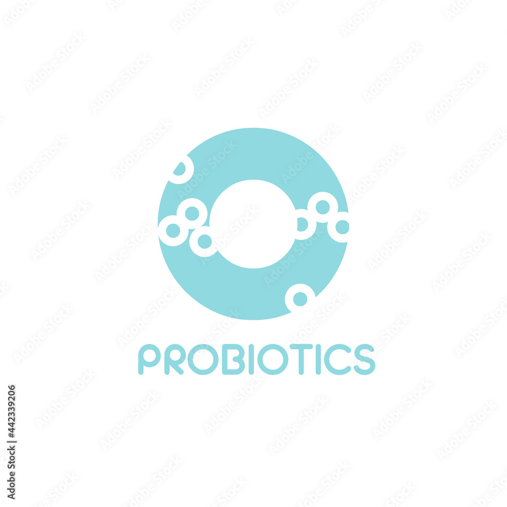 Probiotics logo. Bacteria logo. Concept of healthy nutrition ingredient ...