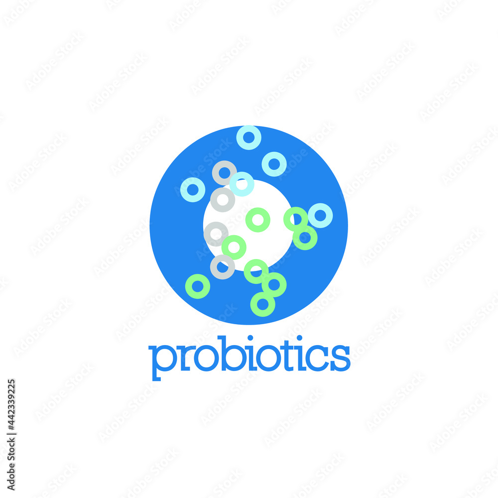 Probiotics logo. Bacteria logo. Concept of healthy nutrition ingredient ...