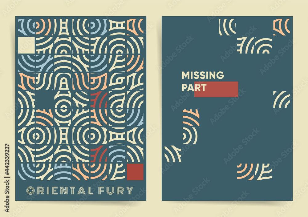Mosaic Geometric Asian Poster Design Template Set. Best for poster, web ...