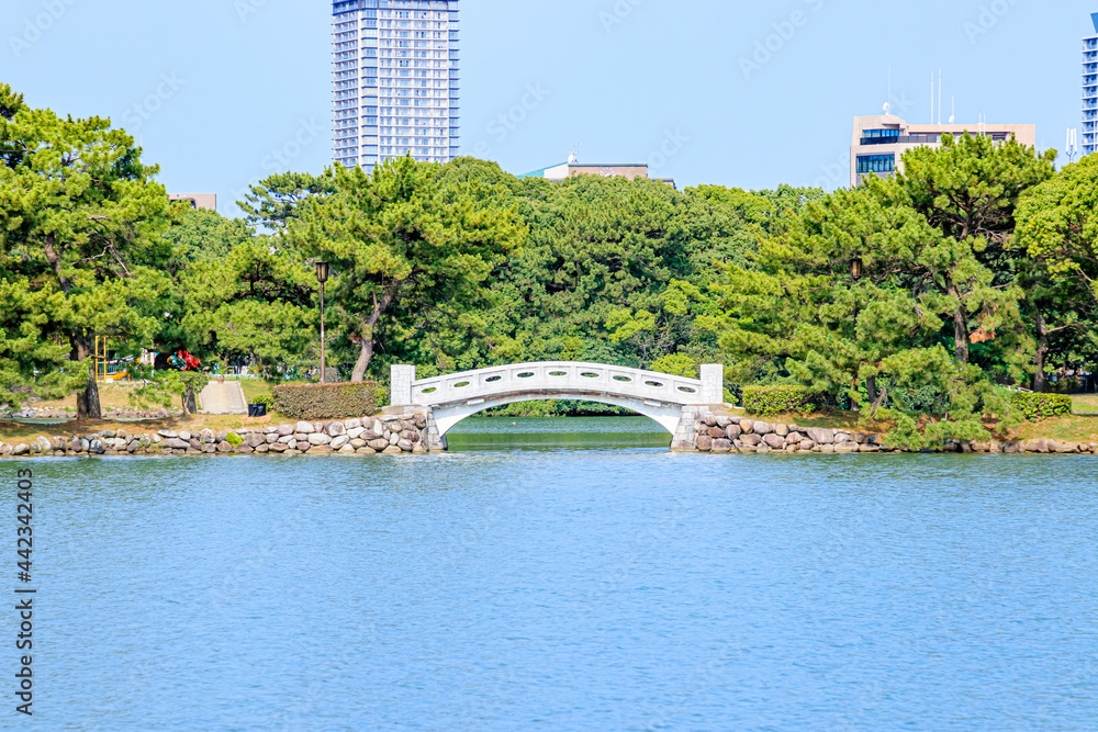初夏の大濠公園 茶村橋 福岡県福岡市 Ohori Park in early summer chason Bridge Fukuoka-ken ...