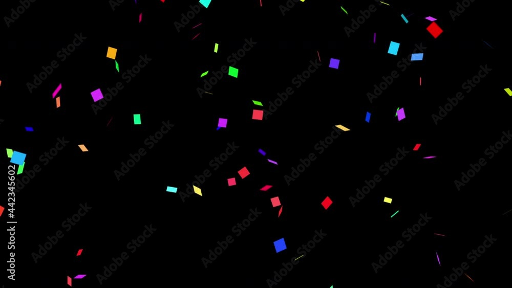 Colorful confetti falling on black background (seamless loop) Stock ...