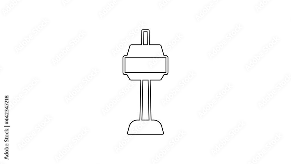 Black line N Seoul tower in South Korea icon isolated on white ...