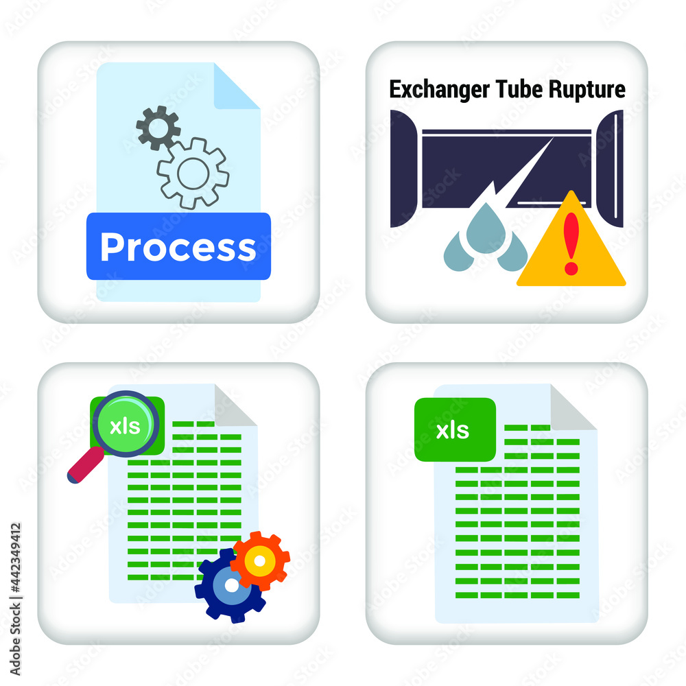 Vector illustration Set for Executable Files Exchanger Tube Rupture and ...