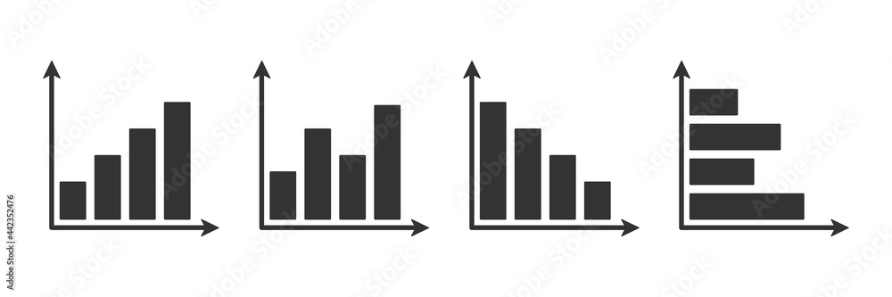 Graphics charts black icons set. Statistics infographic information ...