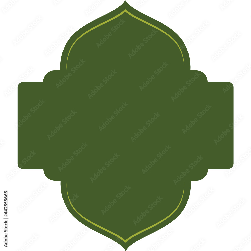 Text label shape for Muslim traditional events. Mosque arch background ...