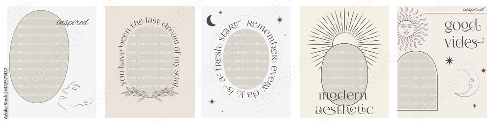 Modern Aesthetic post template. Design backgrounds for social media ...