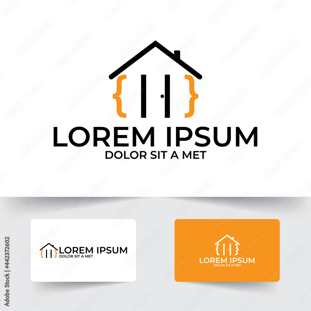House programming logo illustration, home coding logo illustration ... House programming logo illustration, home coding logo illustration ...