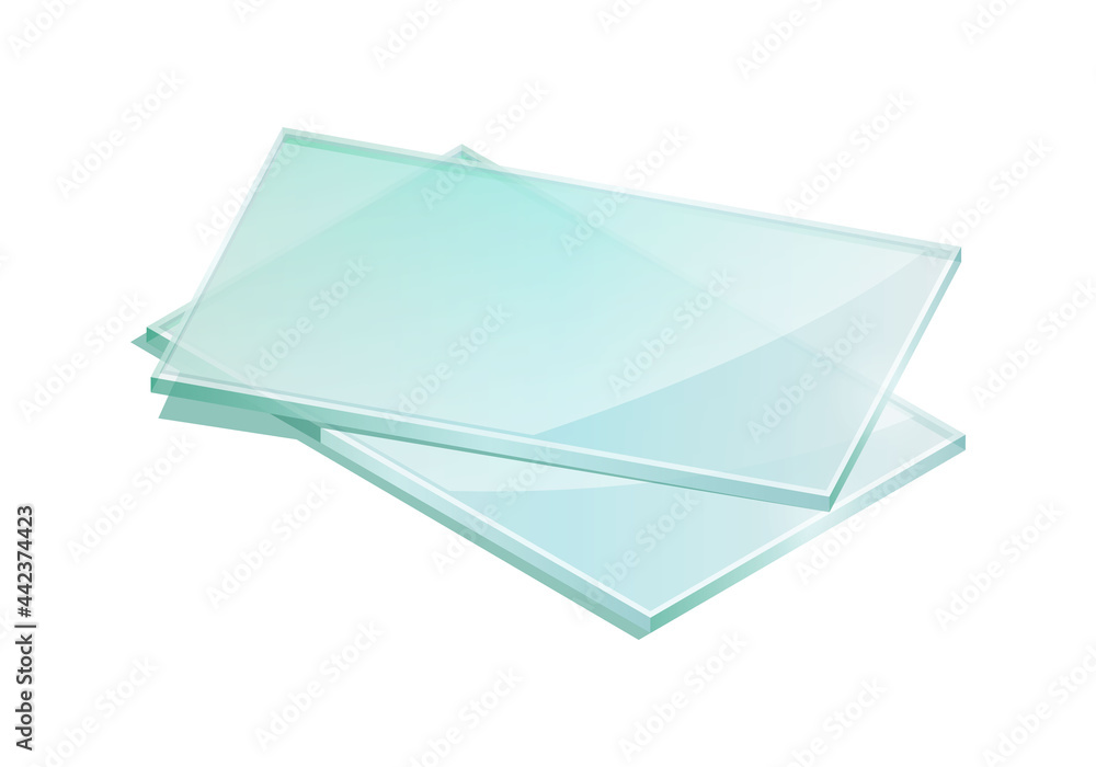 Vector illustration sheets of tempered glass isolated on white ...