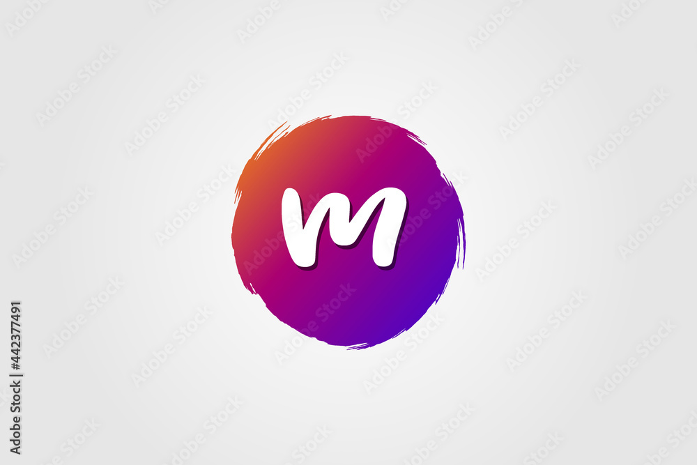 vector logo signature combination letter M isolated grunge circle with ...