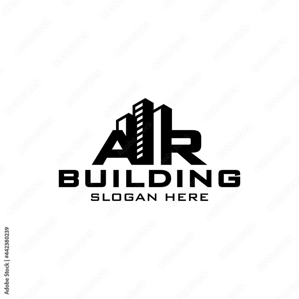Building construction logo design with initial AR Stock Vector | Adobe ...