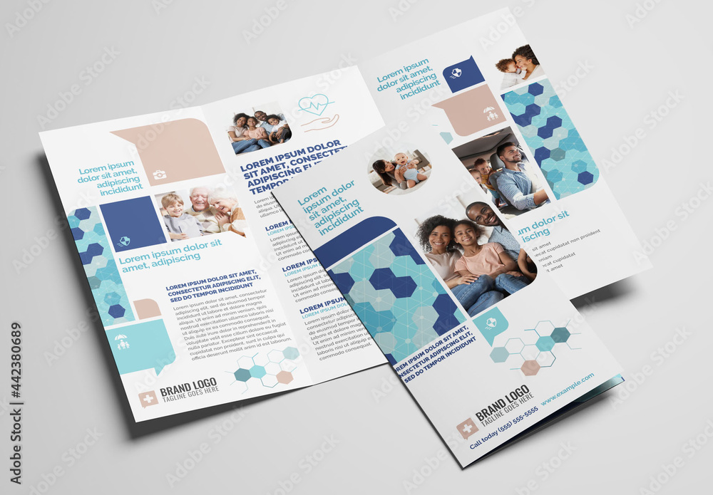 Health Insurance Brochure Flyer Trifold Stock Template | Adobe Stock
