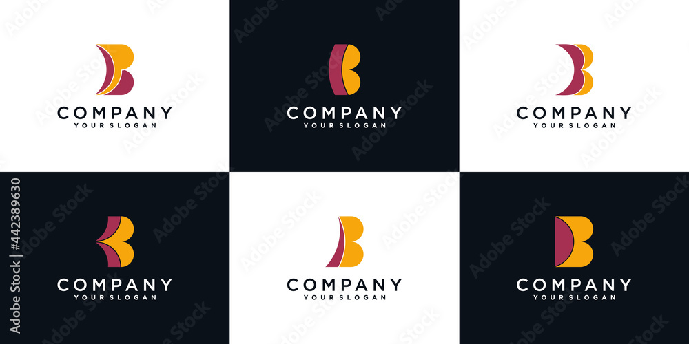 Set of letter B logo design template with simple shape. Premium vektor ...