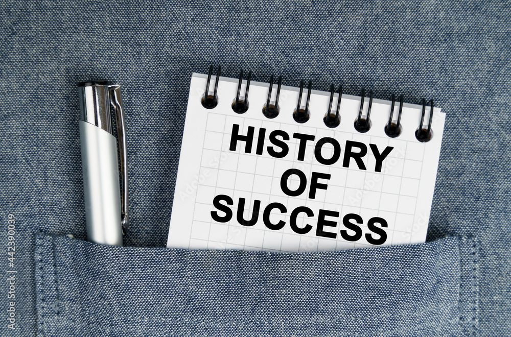 In my pocket is a pen and a notebook with the inscription - History of ...