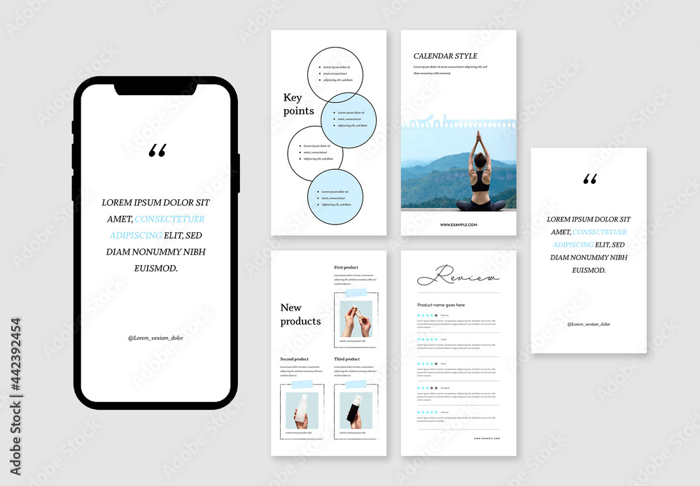 Minimalistic Social Story Layouts with Pastel Blue Accent Stock ...