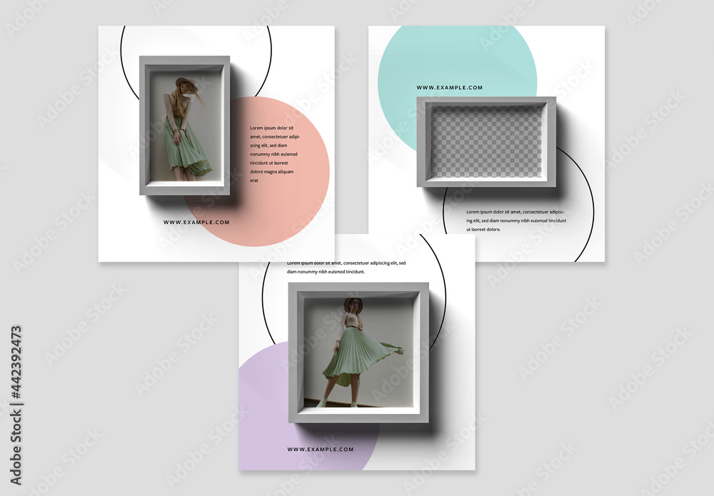 Social Layouts with Photo Frame Illustrations Stock Template | Adobe Stock