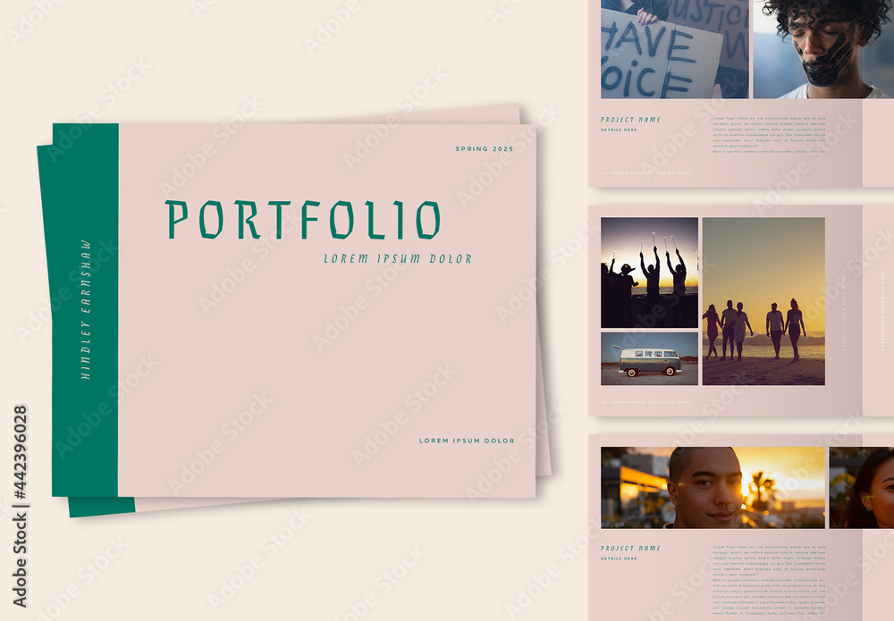 Pink and Green Portfolio Stock Template | Adobe Stock