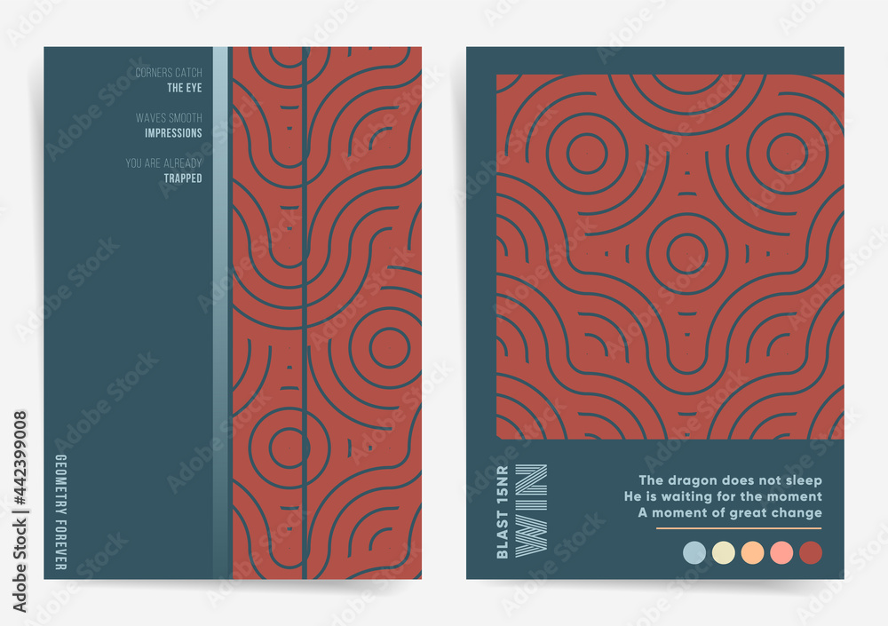 Modern art japanese poster template. Asian style wavy lines chinese ...