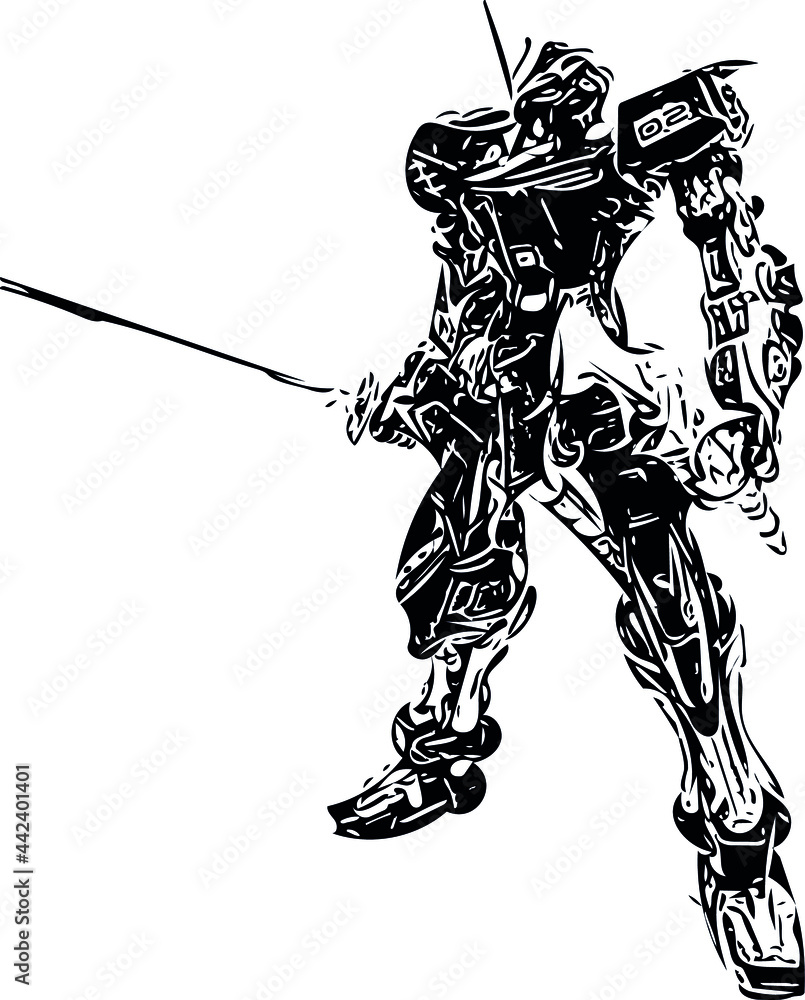 vector of a robot knight carrying a sword Stock Vector | Adobe Stock