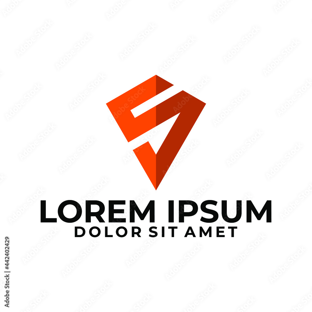 Initial letter S logo template with geometric kite or prism line art ...