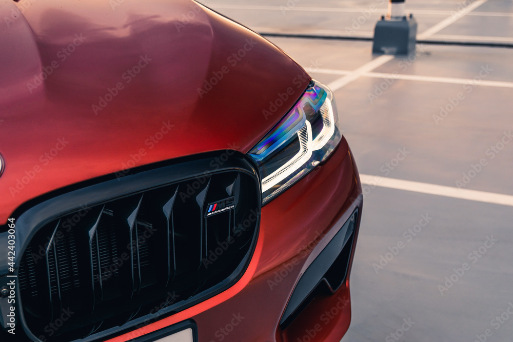 New BMW M5 F90 LCI Competition headlights. Kyiv, Ukraine - June 2021 ...