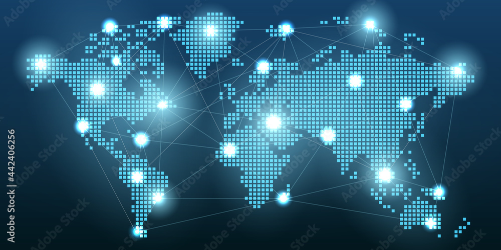world map with global communication network concept Stock Vector ...