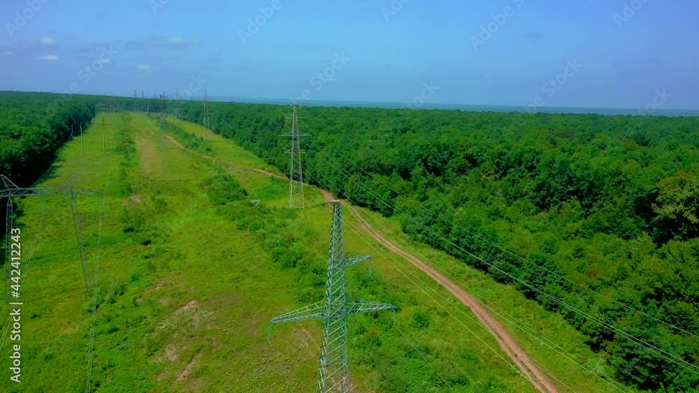 Large Transmission Towers in the Countryside. Different Types of ...