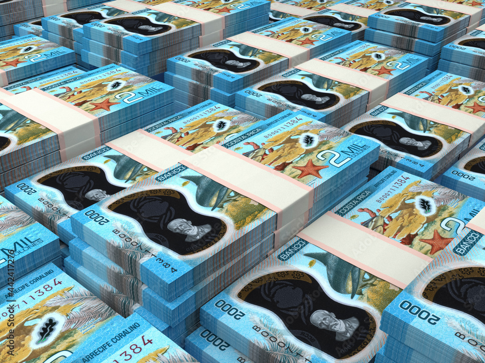 Costa Rican money. Costa Rican colon banknotes. 2000 CRC colones bills ...