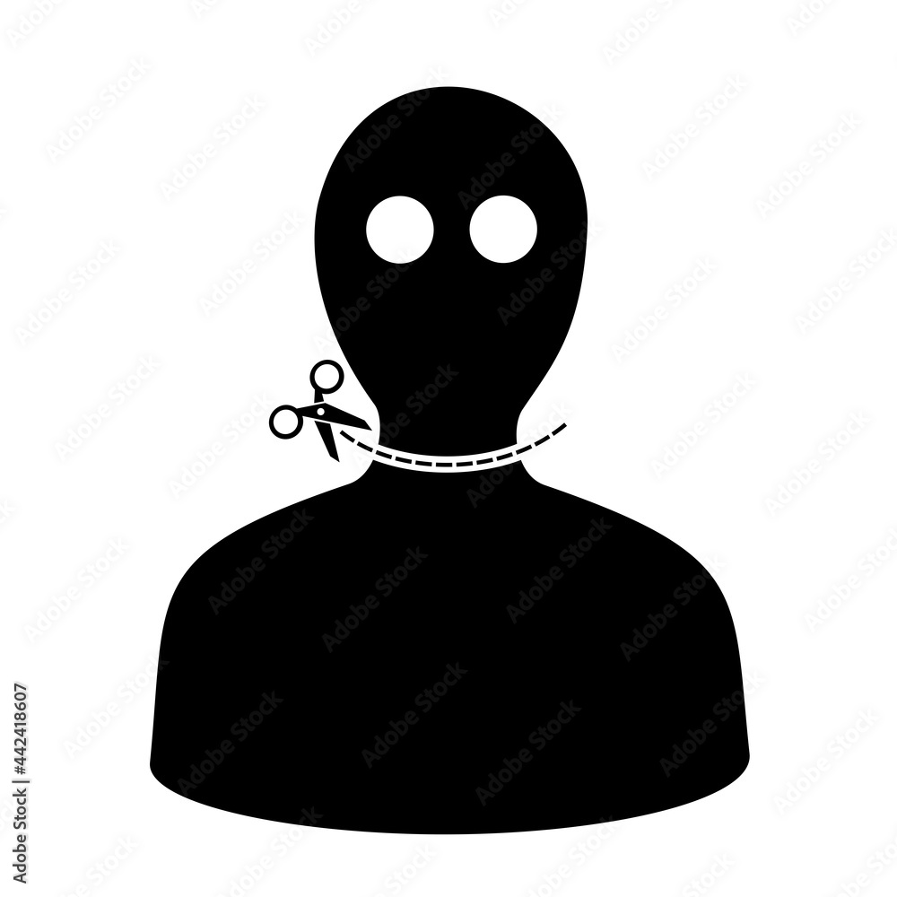 Vecteur Stock Beheading and decapitation - cut off the head by scissors ...