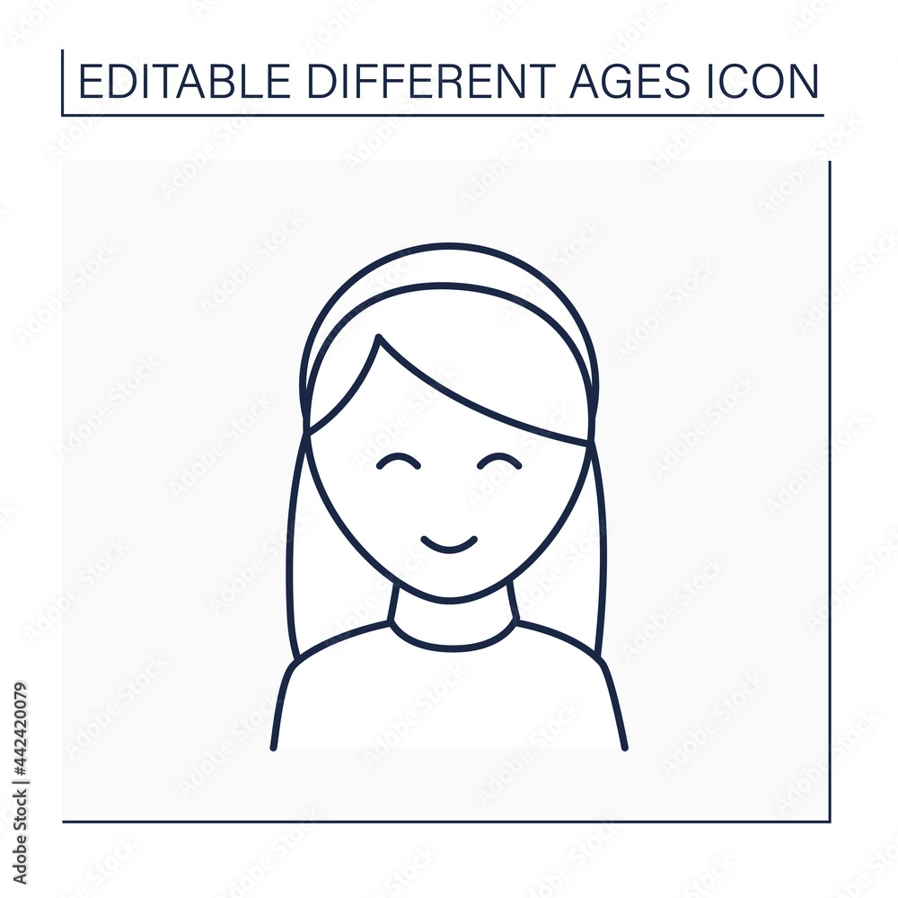 Early childhood line icon. Preschool period for young girl. Growing up ...