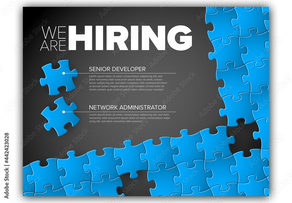 We Are Hiring Minimalistic Puzzle Flyer Layout Stock Template | Adobe Stock