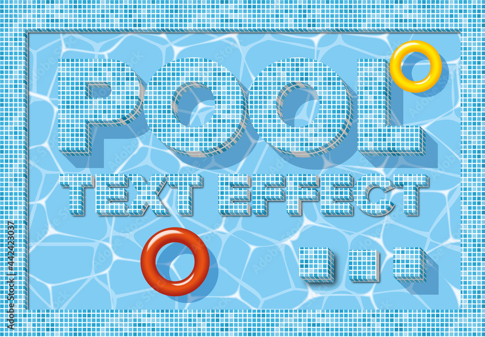 Summer Pool Tile Editable Text Effect Stock Template | Adobe Stock
