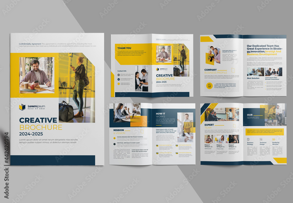Yellow Corporate Business Brochure Layout with Vector Accents Stock ...