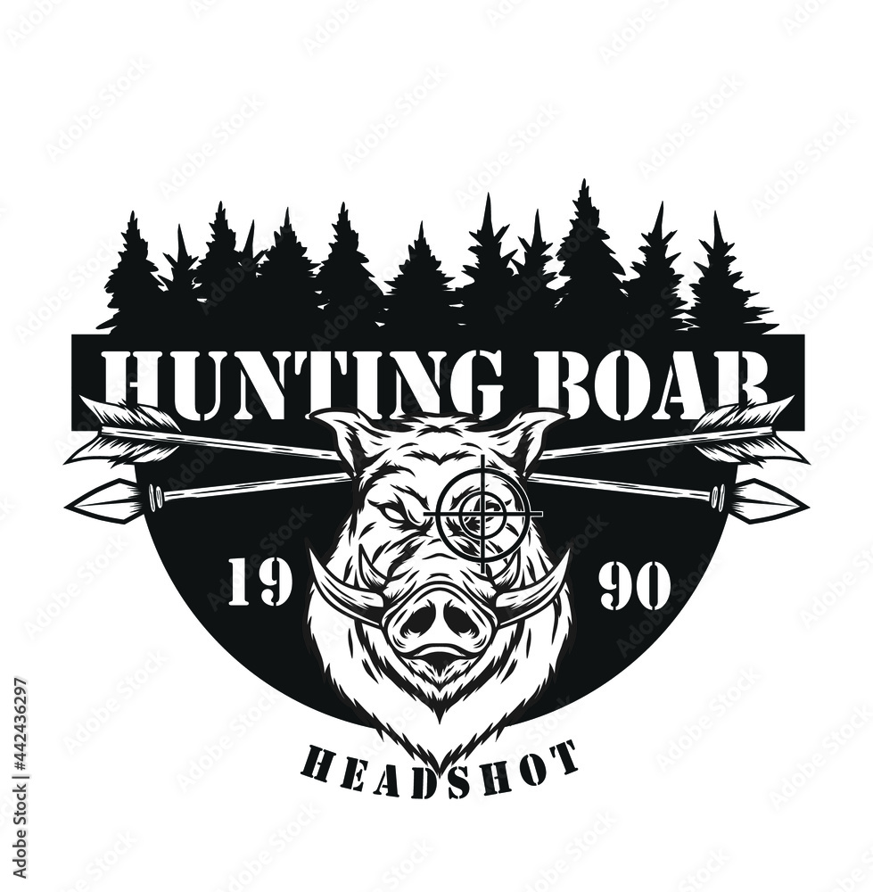 Hunting Boar Logo Design Stock Vector | Adobe Stock