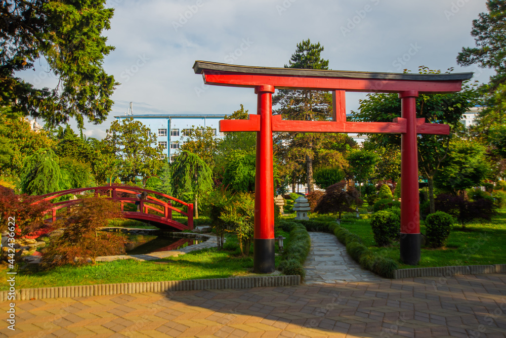 BATUMI, GEORGIA: Chinese style gate in picturesque park in Batumi ...