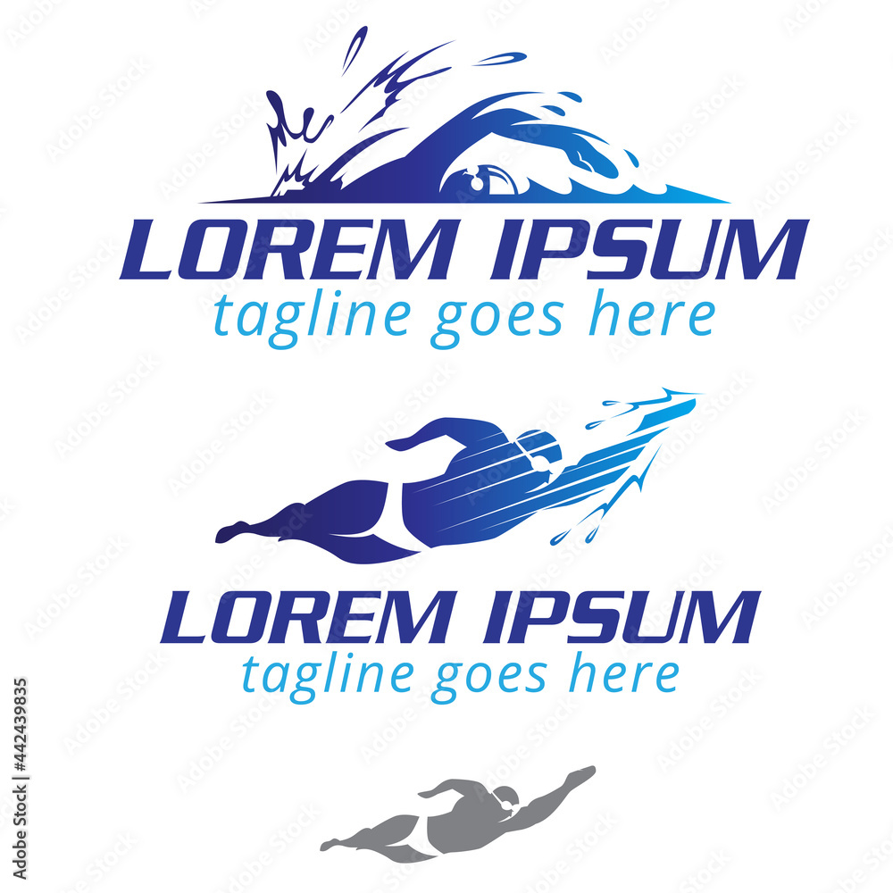 Swimming symbols vector illustration set for brand, identity, design ...