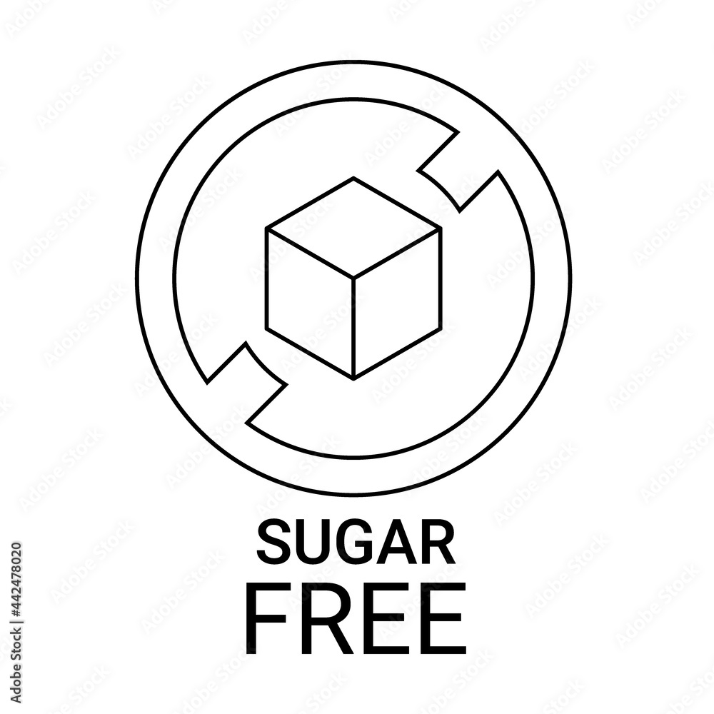 Sugar free icon. Sugar cube refined sign. No sugar added product ...