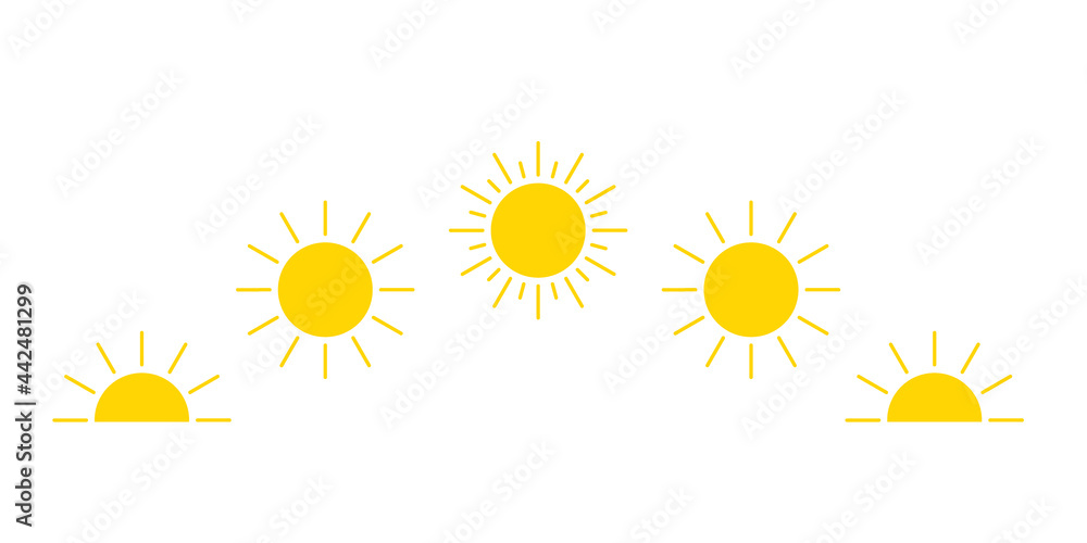 Day cycle and movement path sun icon, sunshine, sunrise or sunset ...