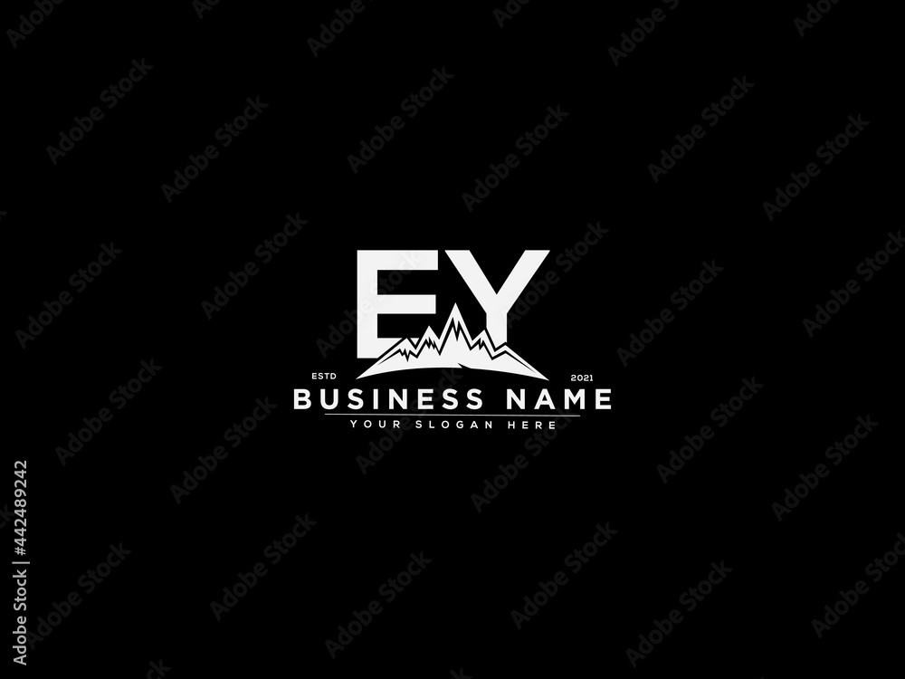 Letter EY Logo, mountain ey logo icon vector for river forest hill ...