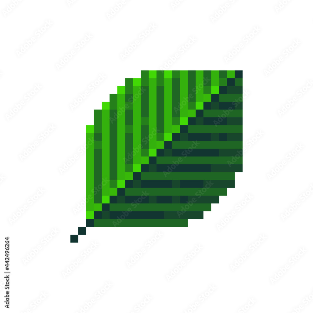 Green leaf pixel art icon, eco plant logo. Isolated vector illustration ...