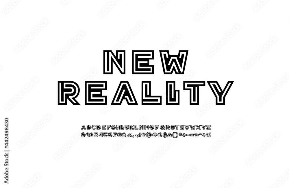 Modern digital style alphabet, trendy font from black segment line ...
