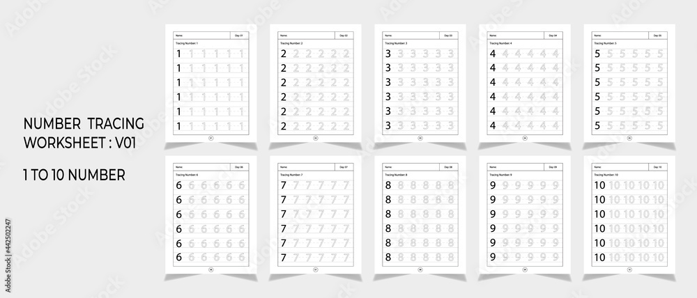 Kindergarten Number Tracing Worksheets, math for educational math game ...