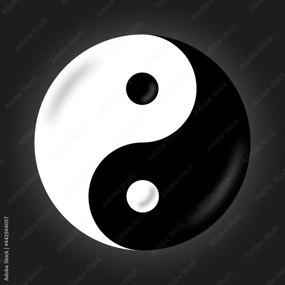 Yin yang symbol on black background for decoration Stock Illustration ...