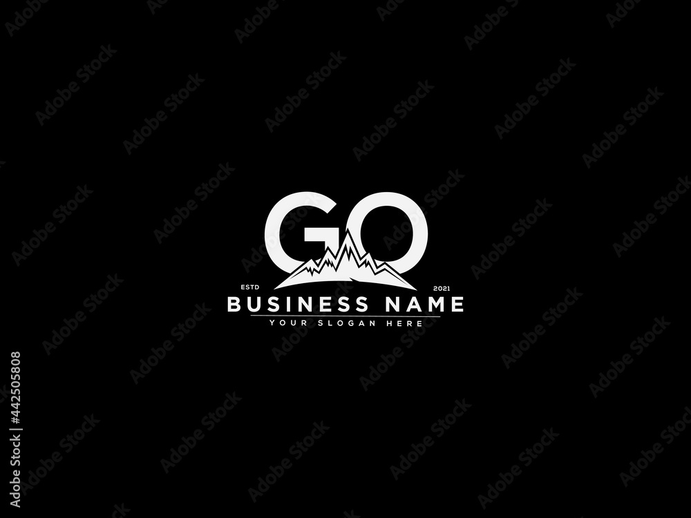 Letter GO Logo, mountain go logo icon vector for river forest hill ...