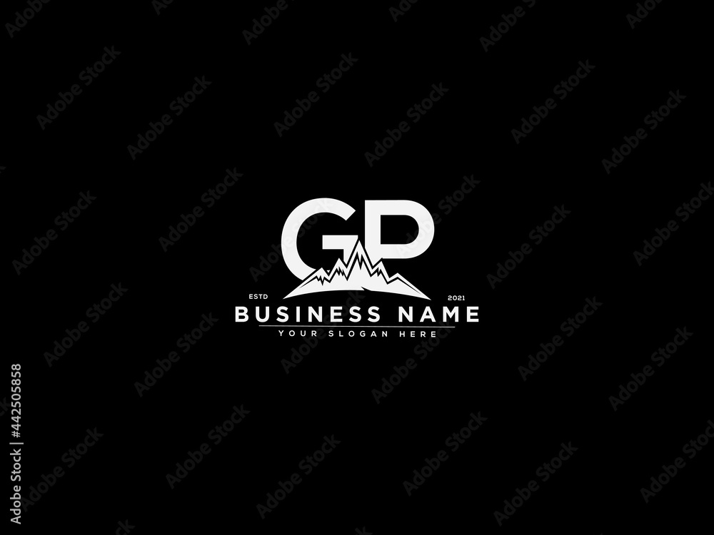 Letter GP Logo, mountain gp logo icon vector for river forest hill ...