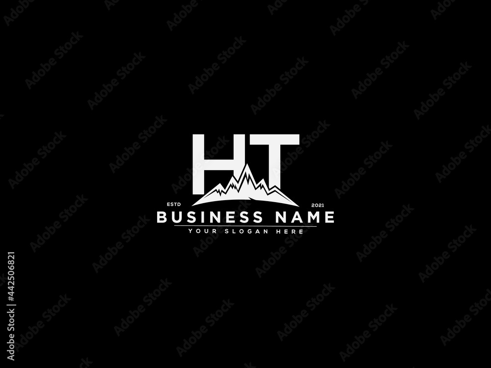 Letter HT Logo, mountain ht logo icon vector for river forest hill ...