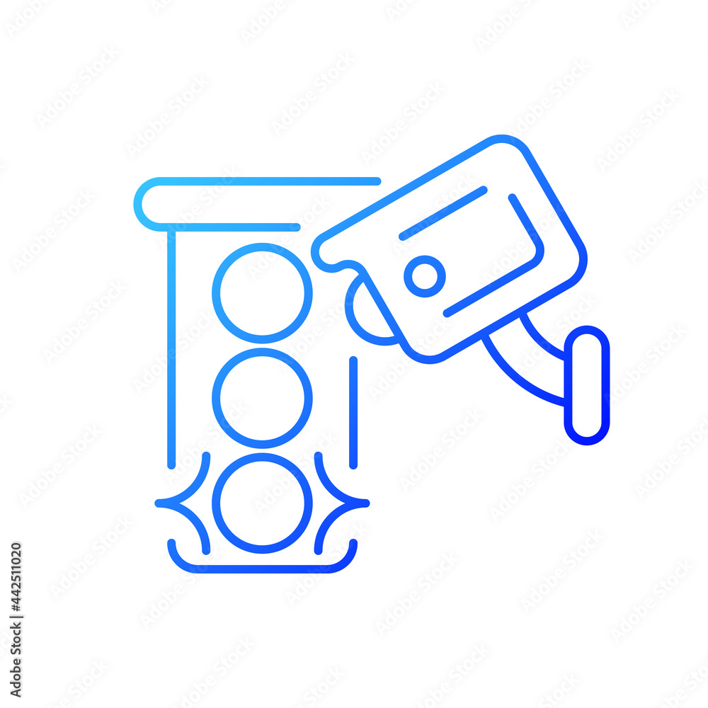 Traffic enforcement camera gradient linear vector icon. Monitoring ...