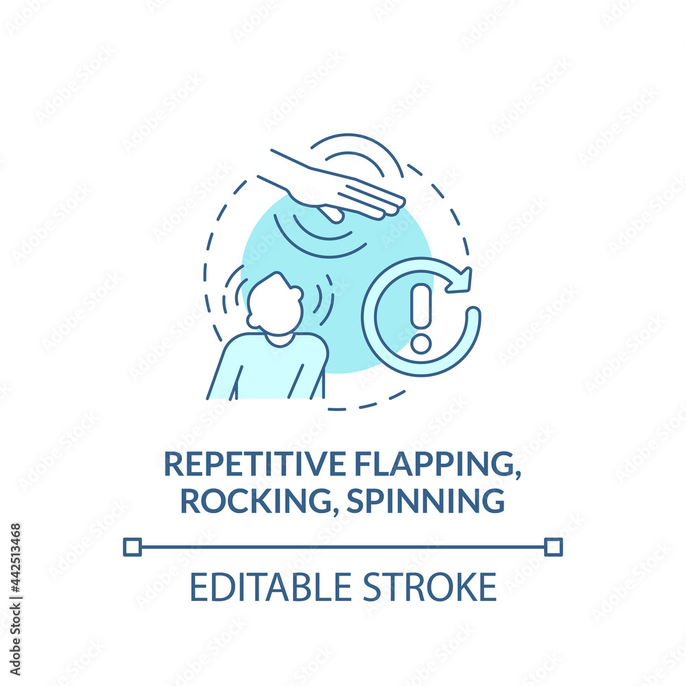 Repetitive flapping, rocking, spinning concept icon. Autism symptom ...