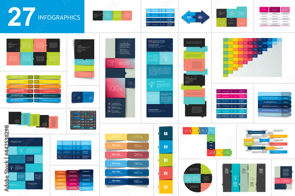 Mega set of Option step by step vertical schedule, tab, banner, bar ...